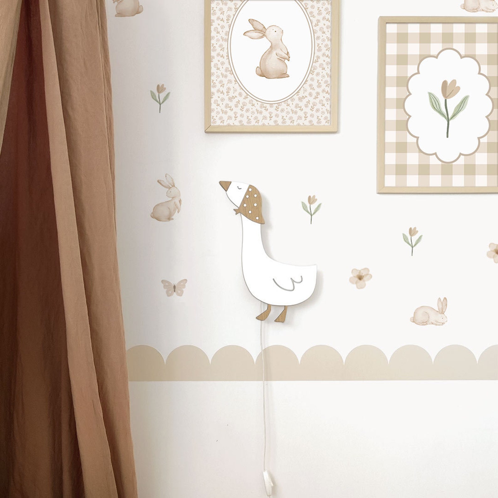 Little Goose Night Lamp Kids, Wooden Night Lamp, Goose Theme Decor ...