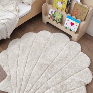 Shell Cream Rug, Pink Cotton Rug, Rug for Kids Room, Shell Carpet ...