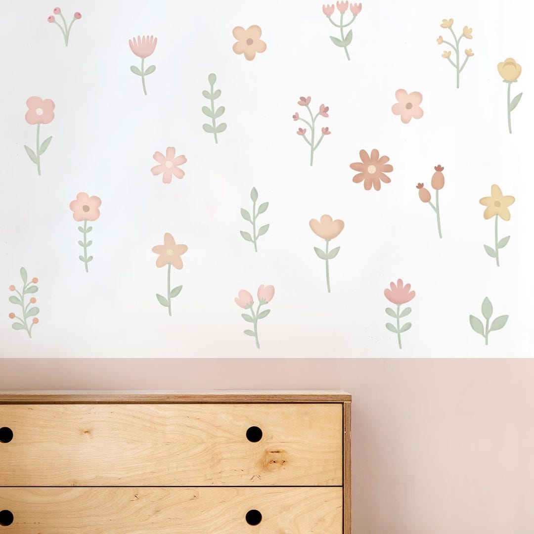 Watercolor Flowers Decals, Flowers Wall Stickers, Removable Decals ...