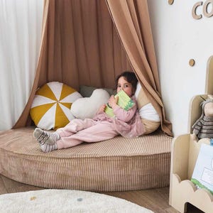 Corner Sofa BROWN Corduroy, Kids Corner Couch, Sitting Corner Foam Sofa ...