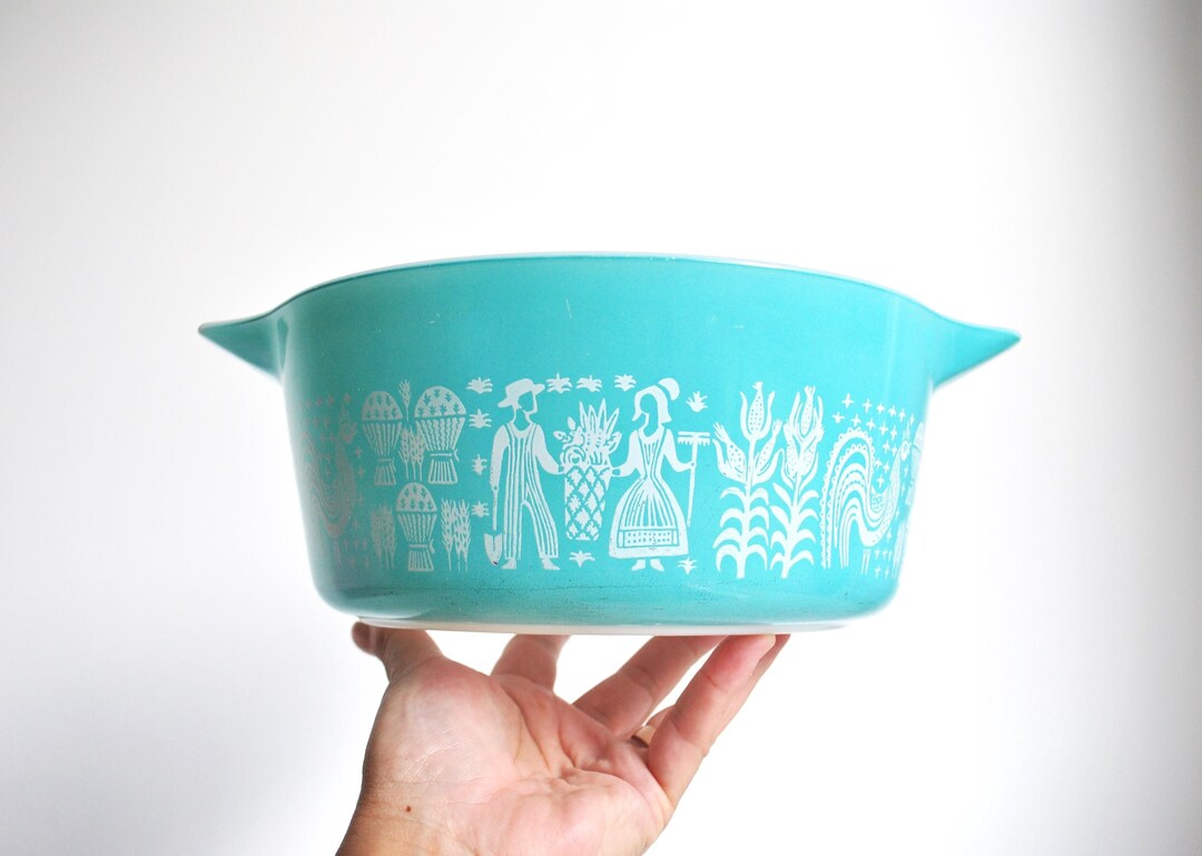 Vintage PYREX Turquoise Amish Butterprint 2.5 QT Casserole Dish | 1960s ...