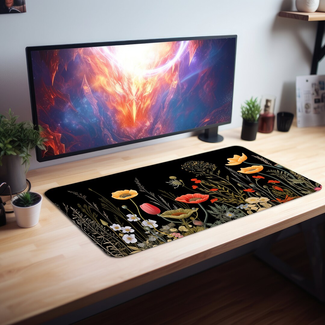 XXL Wildflower Desk Mat Large Extended Gaming Mouse Pad , Non-slip ...