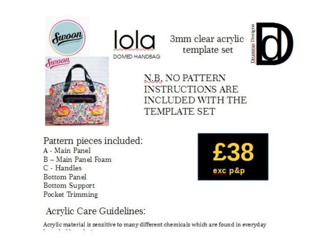 SWOON Lola Bag Pattern, Acrylic Templates, SWOON Patterns, SWOON ...