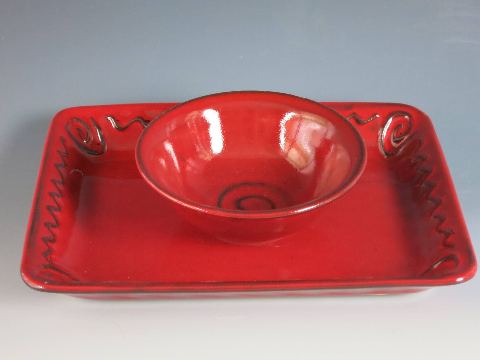 Ceramic Chip and Dip,chip and Dip,plate and Bowl Set,ceramics, Pottery ...