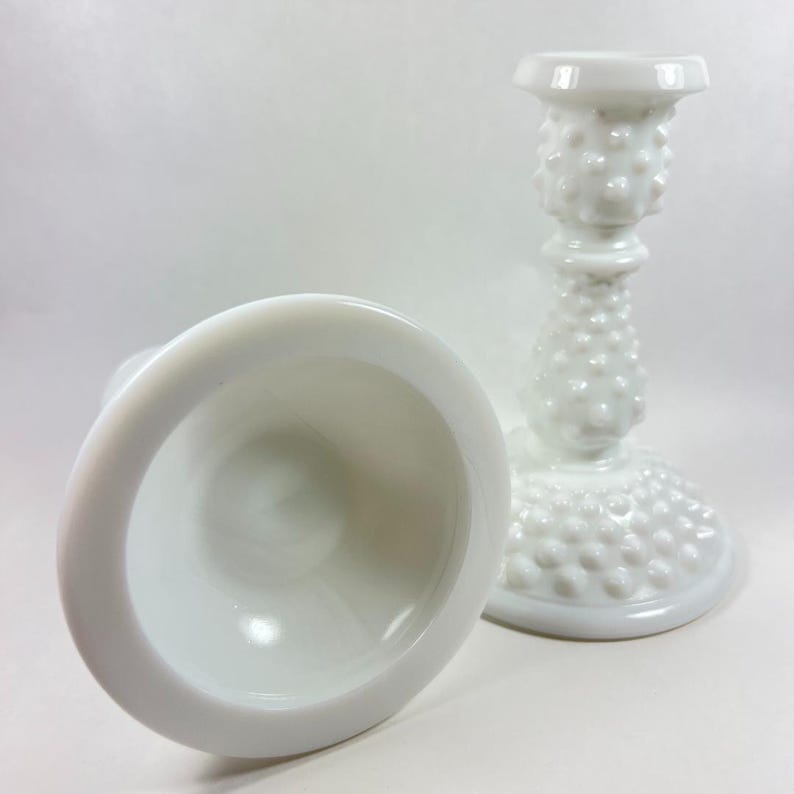 Pair Fenton Hobnail White Candlesticks, Vintage Milk Glass B4/16 - Etsy