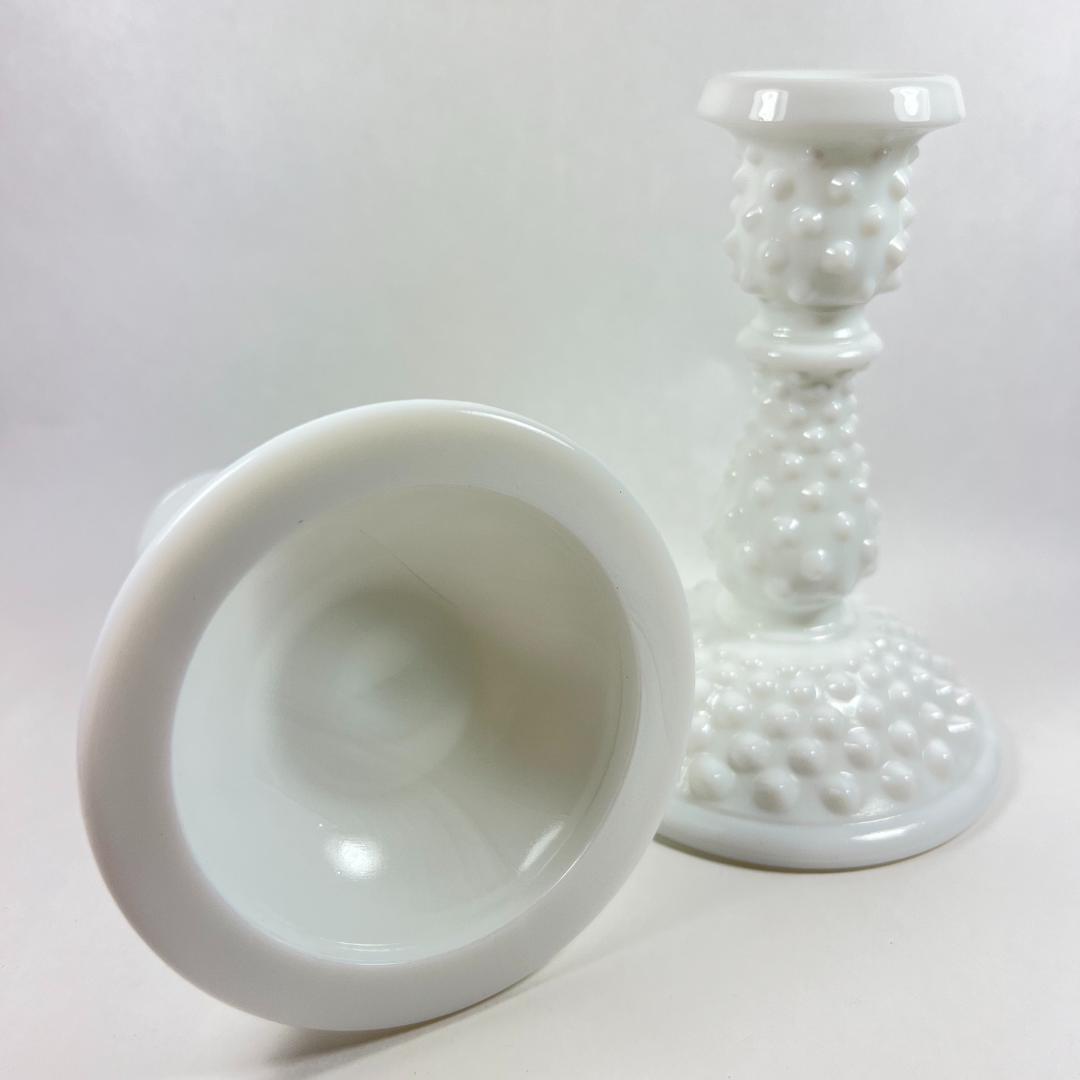 Pair Fenton Hobnail White Candlesticks, Vintage Milk Glass B4/16 - Etsy