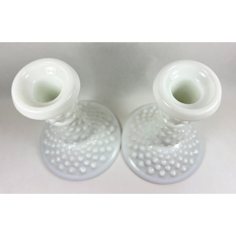 Pair Fenton Hobnail White Candlesticks, Vintage Milk Glass B4/16 - Etsy