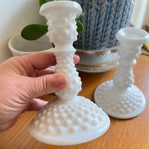 Pair Fenton Hobnail White Candlesticks, Vintage Milk Glass B4/16 - Etsy