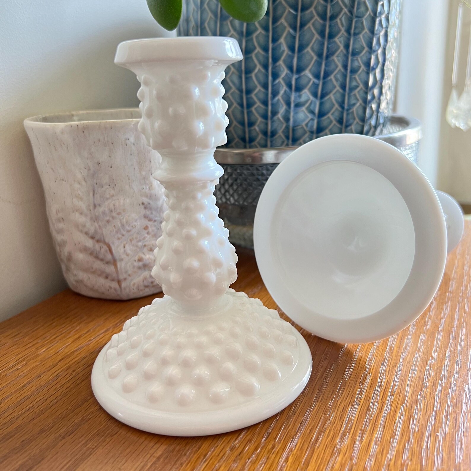 Pair Fenton Hobnail White Candlesticks, Vintage Milk Glass B4/16 - Etsy
