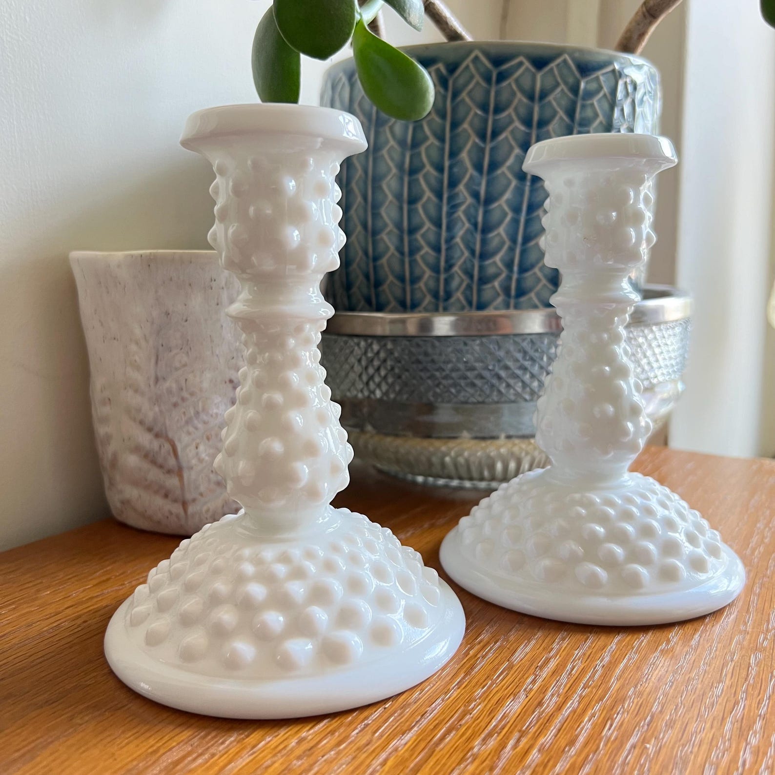 Pair Fenton Hobnail White Candlesticks, Vintage Milk Glass B4/16 - Etsy