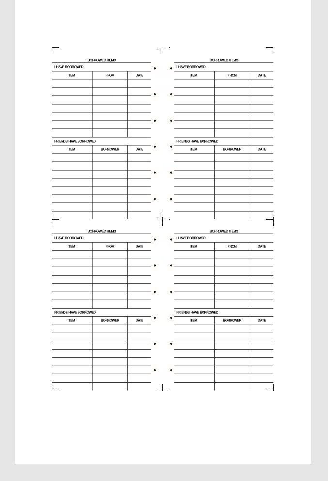 Borrowed Items Log - PRINTABLE PDF Planner Pages Made for Louis Vuitton ...