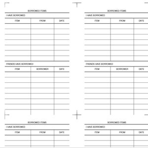 Borrowed Items Log - PRINTABLE PDF Planner Pages Made for Louis Vuitton ...