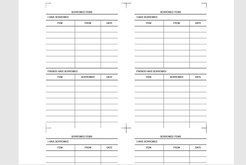 Borrowed Items Log - PRINTABLE PDF Planner Pages Made for Louis Vuitton ...
