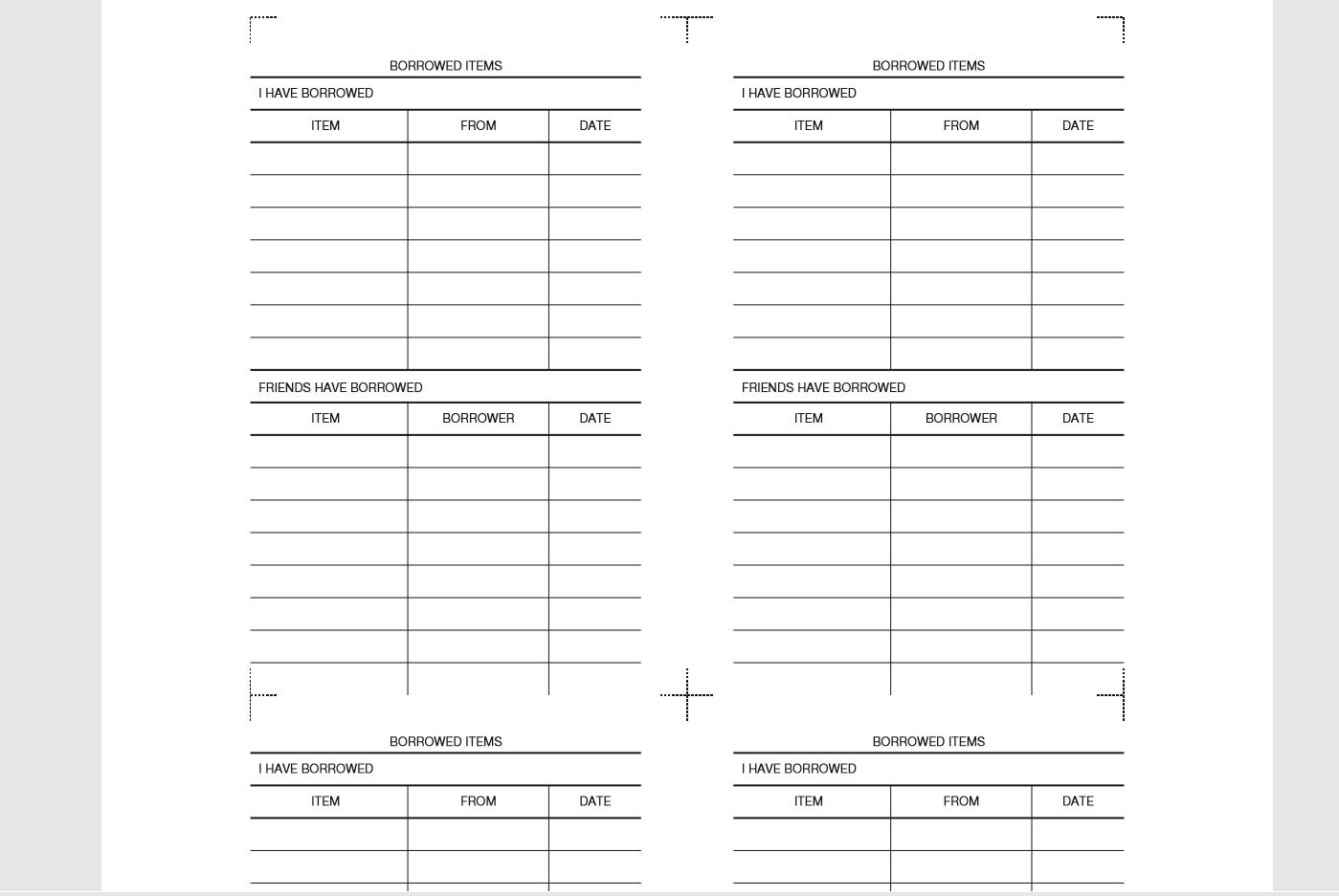 Borrowed Items Log - PRINTABLE PDF Planner Pages Made for Louis Vuitton ...