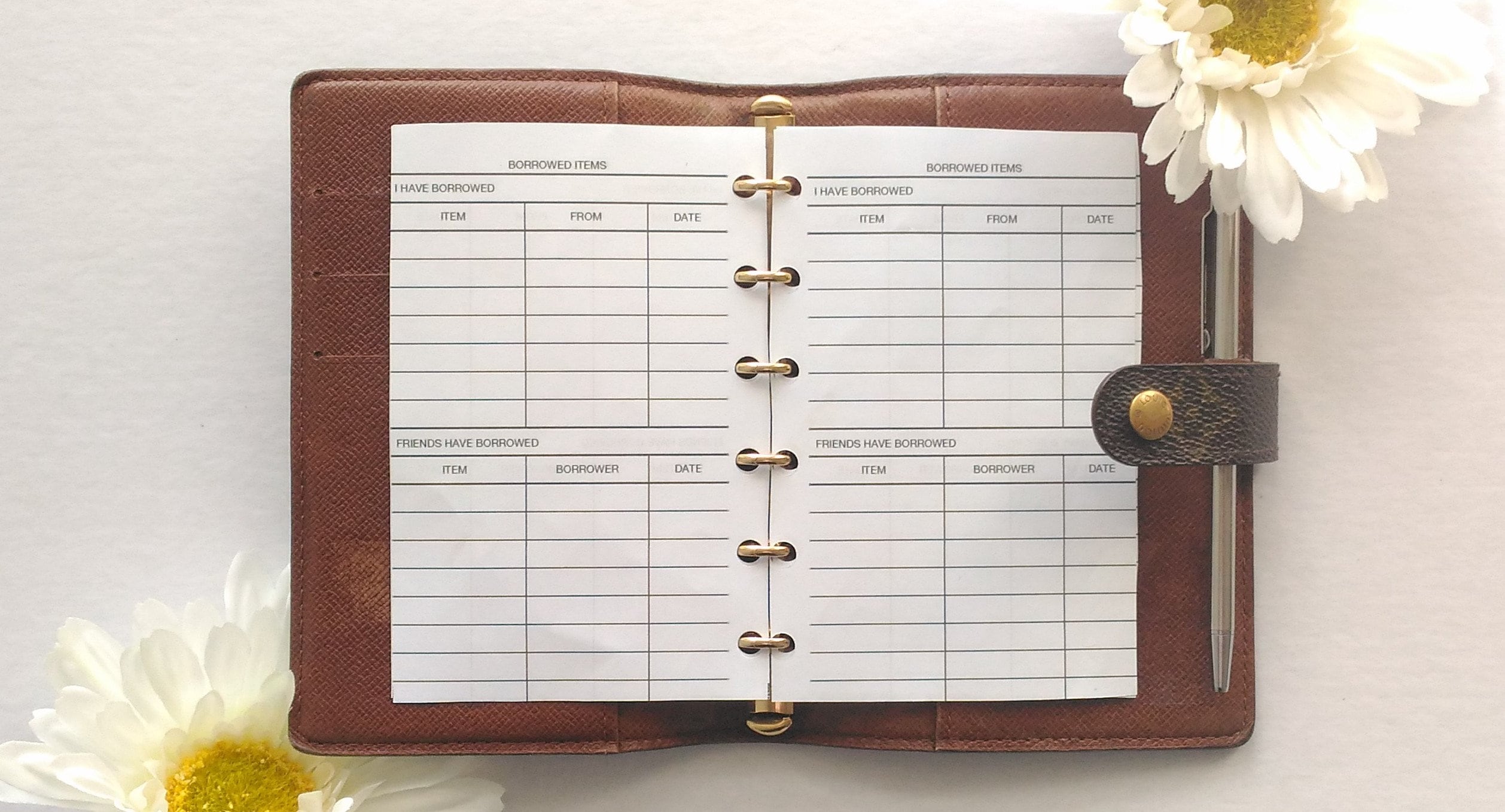 Borrowed Items Log - PRINTABLE PDF Planner Pages Made for Louis Vuitton ...