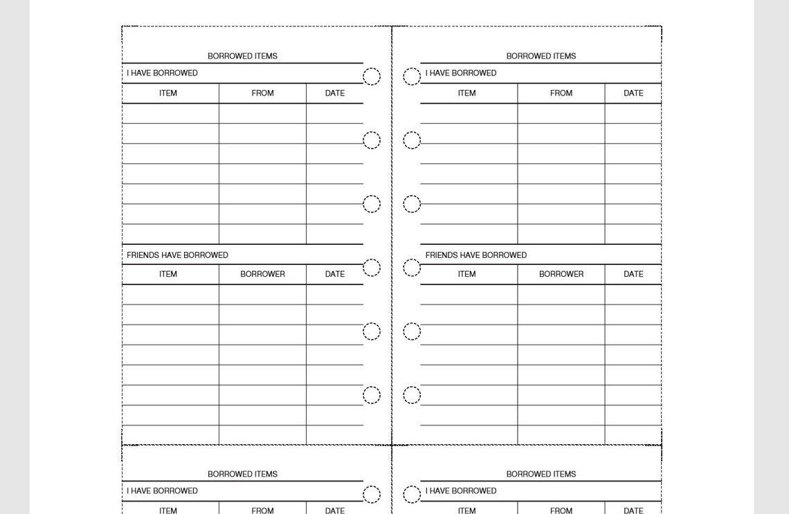 Borrowed Items Log - PRINTABLE PDF Planner Pages Made for Louis Vuitton ...