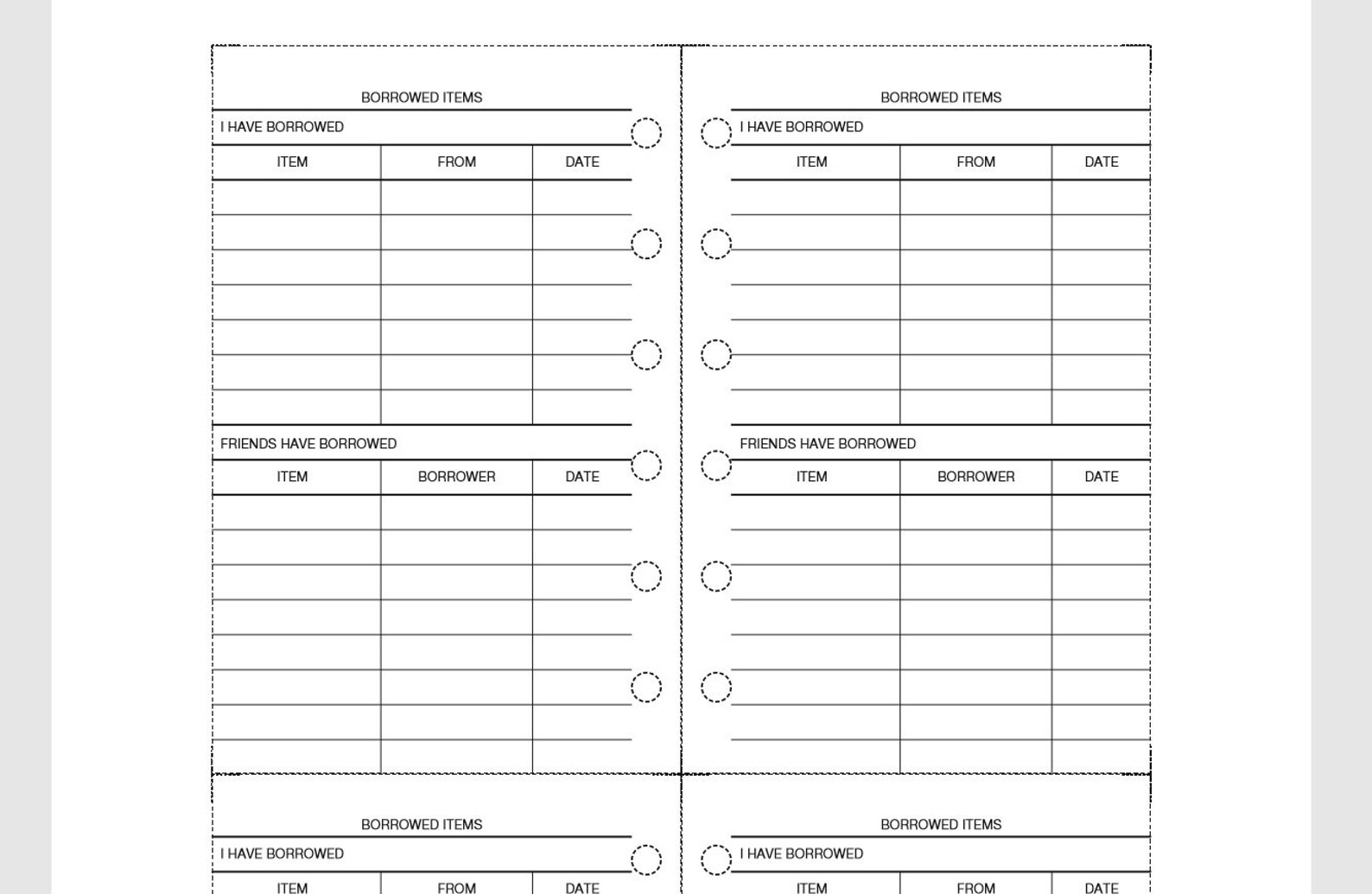 Borrowed Items Log - PRINTABLE PDF Planner Pages Made for Louis Vuitton ...