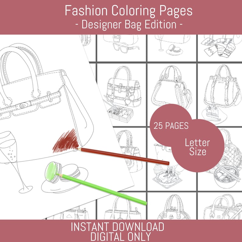 Letter Size - Printable Fashion Coloring Pages - Luxury Bag Edition ...