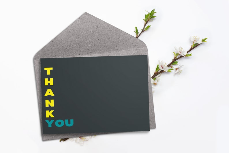 Block Letter Thank You Card Instant Download Card - Etsy