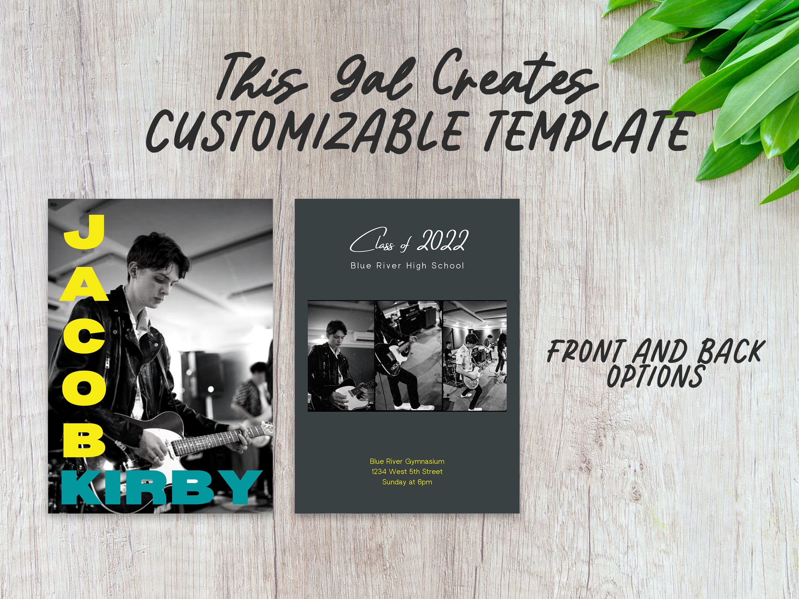 2022 Graduation Card Canva Template | Musical Senior Grad Announcement ...