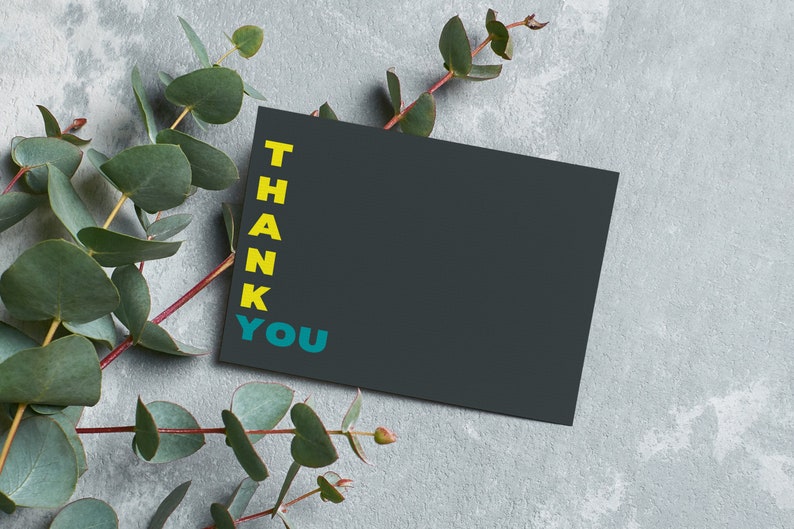 Block Letter Thank You Card Instant Download Card - Etsy