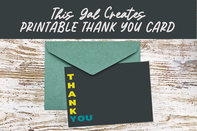 Block Letter Thank You Card Instant Download Card - Etsy