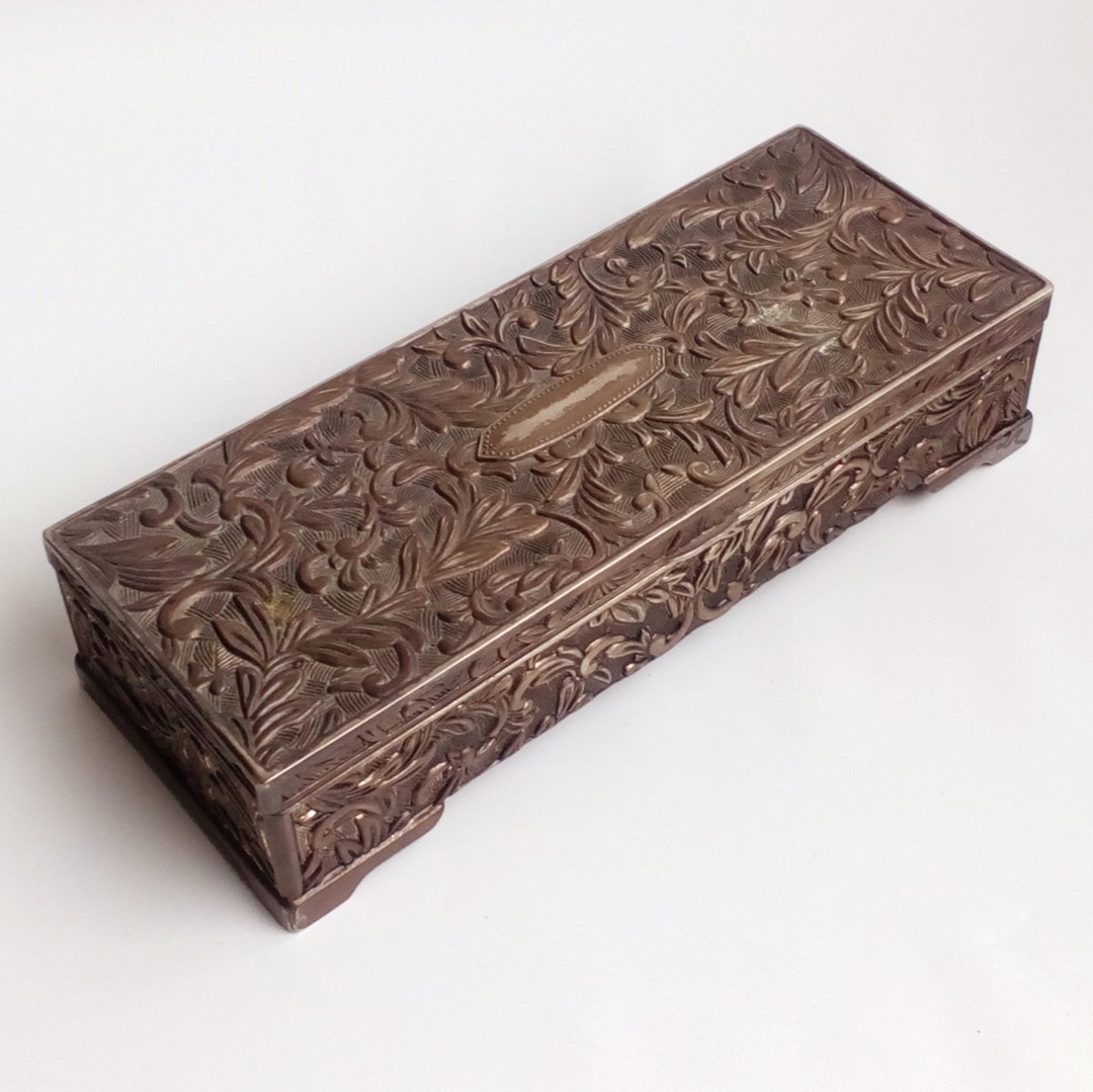 Godinger Jewelry Box Embossed Silver Plated Trinket Box Collectible ...