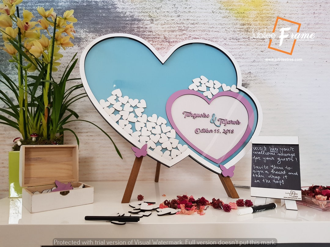 Turquoise Custom Drop Box Jubilee Frame Wedding Guestbook Guest Book ...