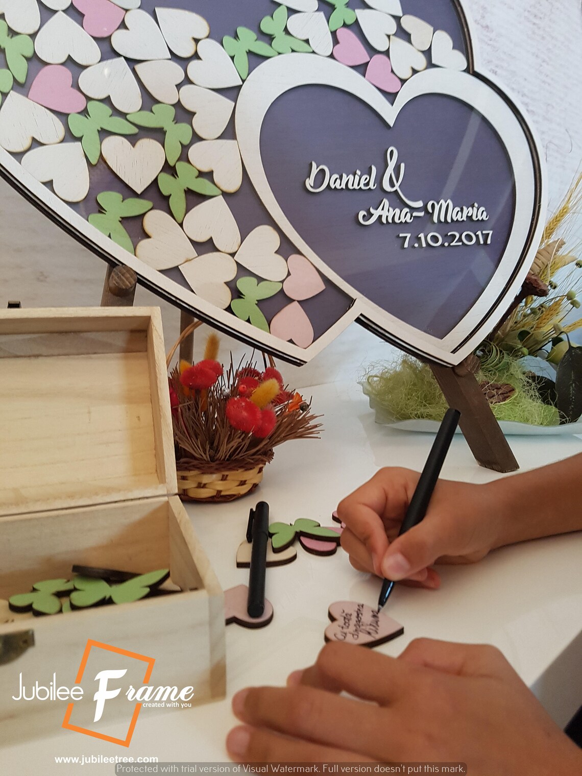 Wood Drop Box Wedding Guestbook Frame Alternative Personalized Guest ...