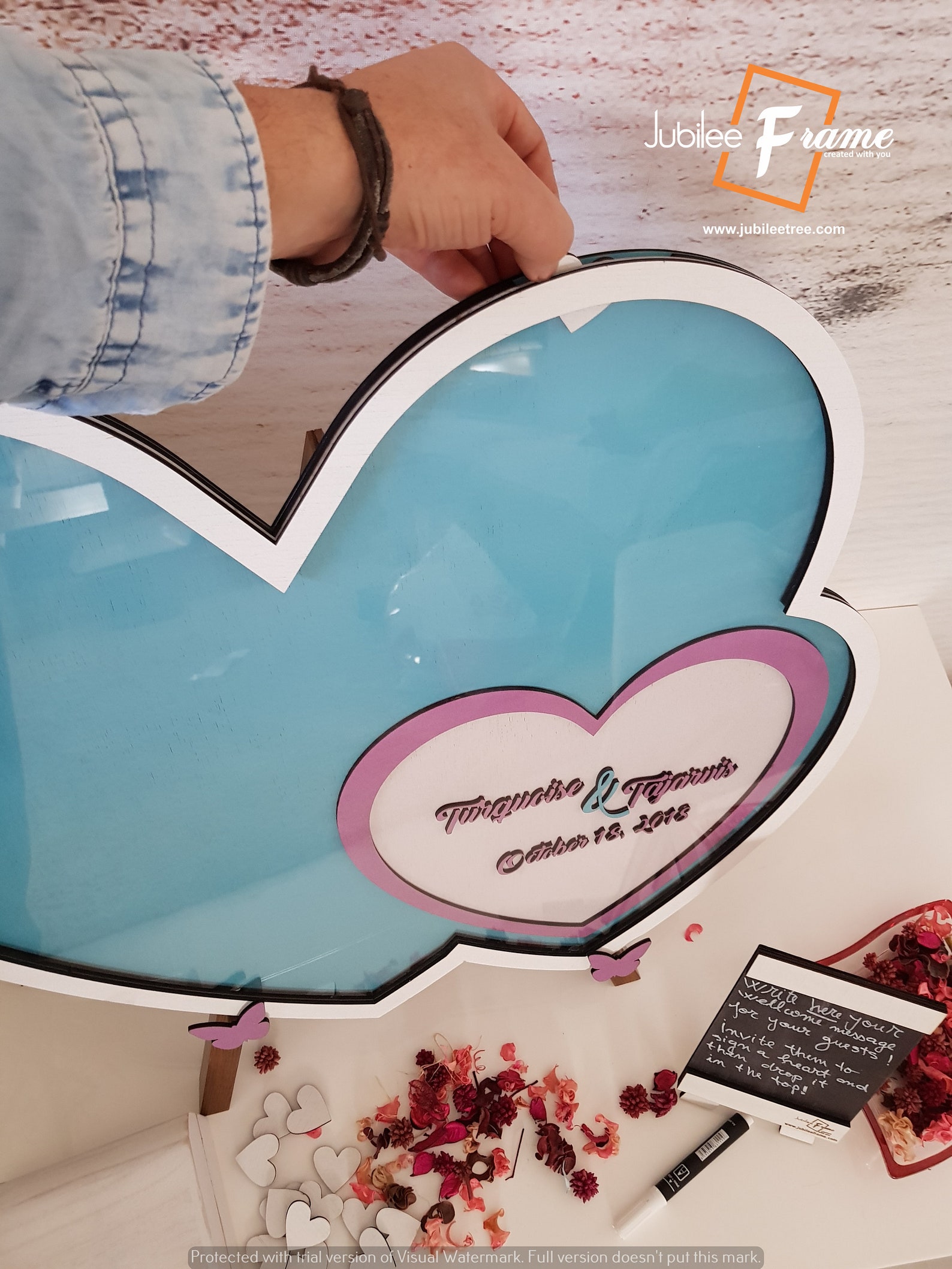 Turquoise Custom Drop Box Jubilee Frame Wedding Guestbook Guest Book ...