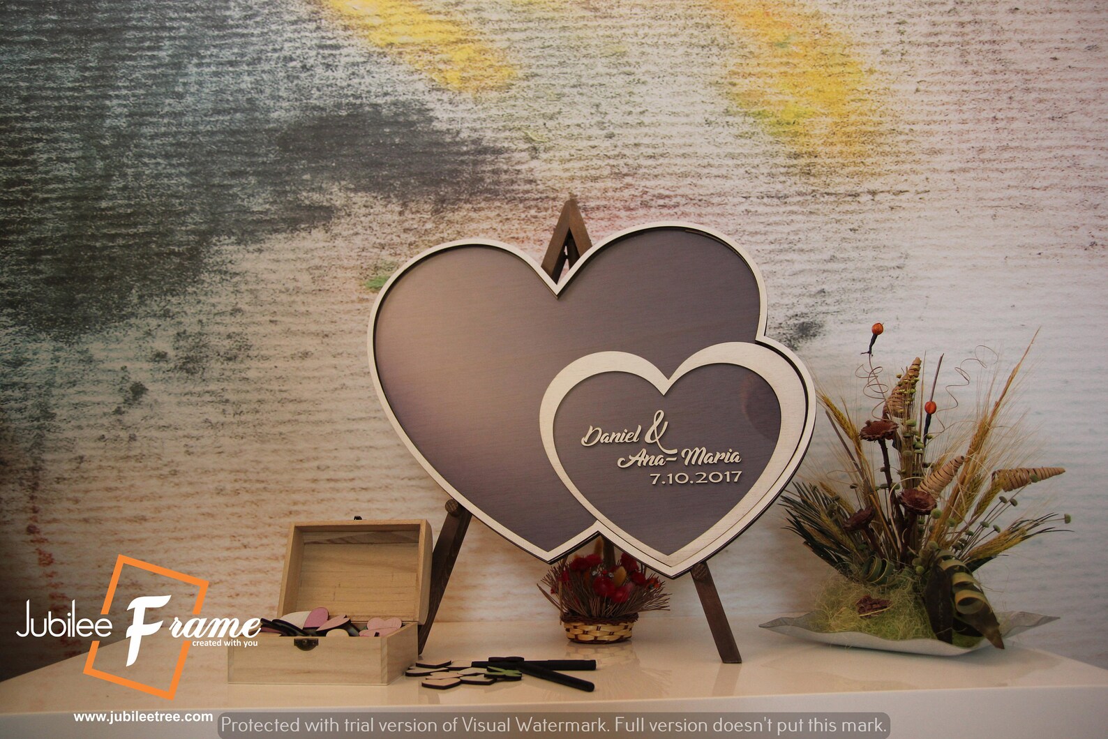 Wood Drop Box Wedding Guestbook Frame Alternative Personalized Guest ...