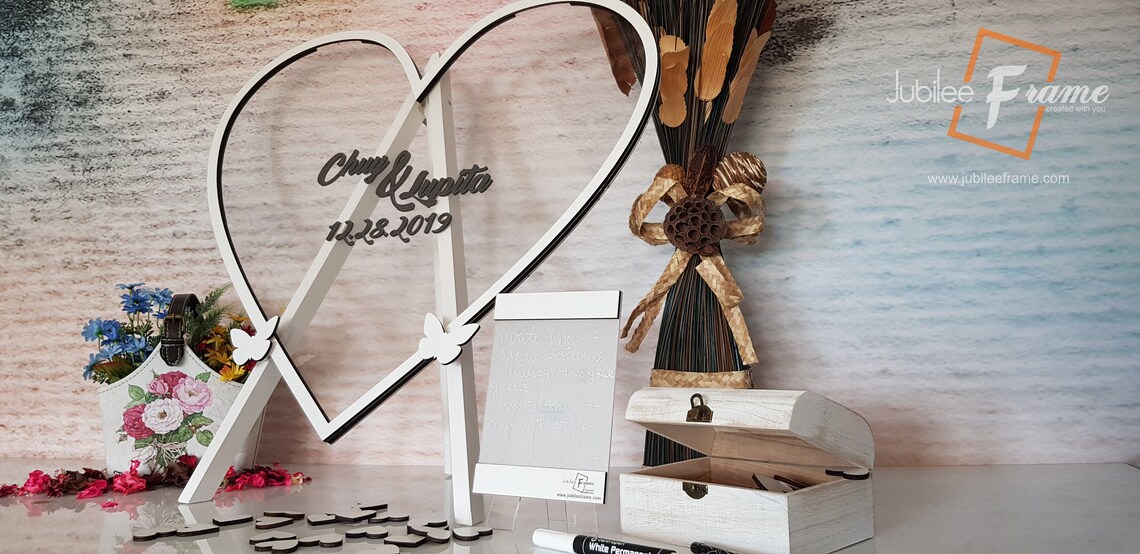 Transparent Guest Book, Clear Wedding Guestbook White Custom Frame ...