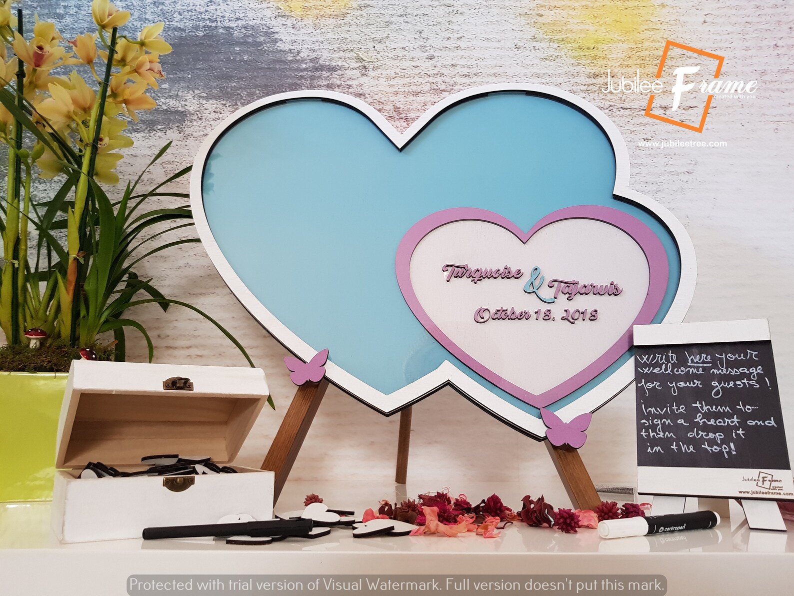 Turquoise Custom Drop Box Jubilee Frame Wedding Guestbook | Etsy