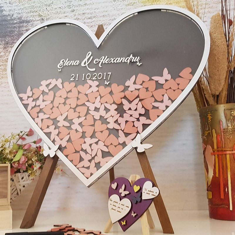 Wood Heart Guestbook - Etsy