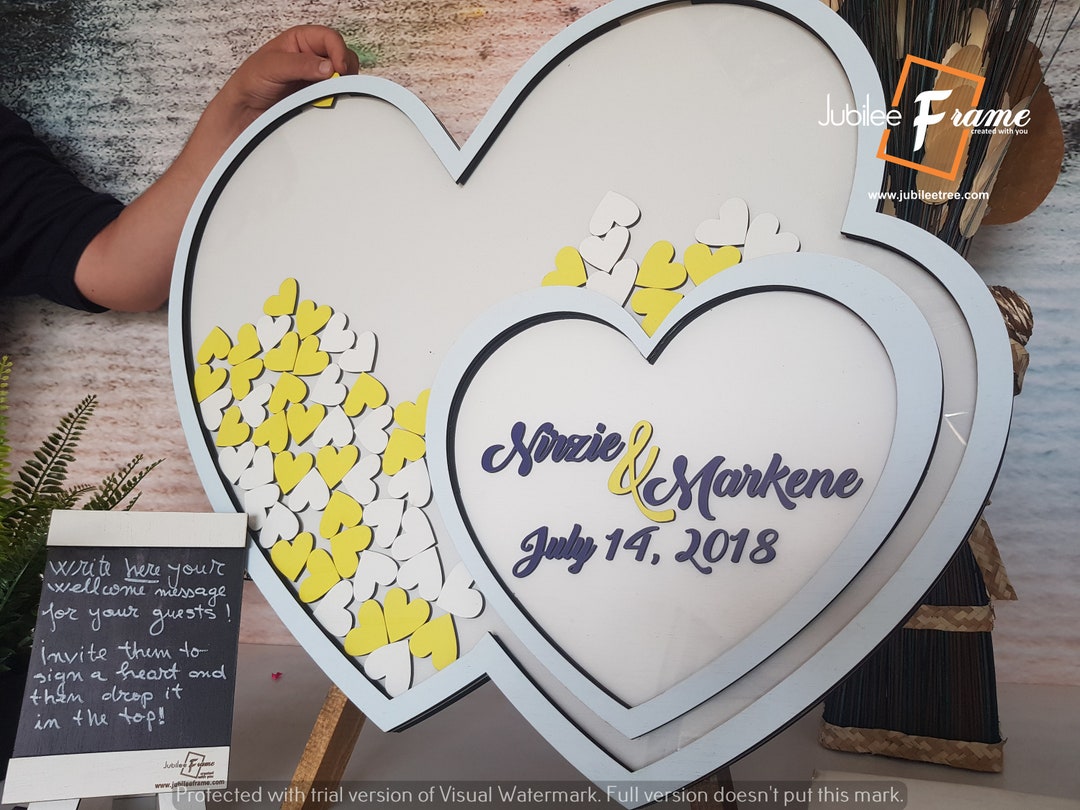 Wedding Guest Book Frame With Heart, Wedding Guest Book Personalised ...