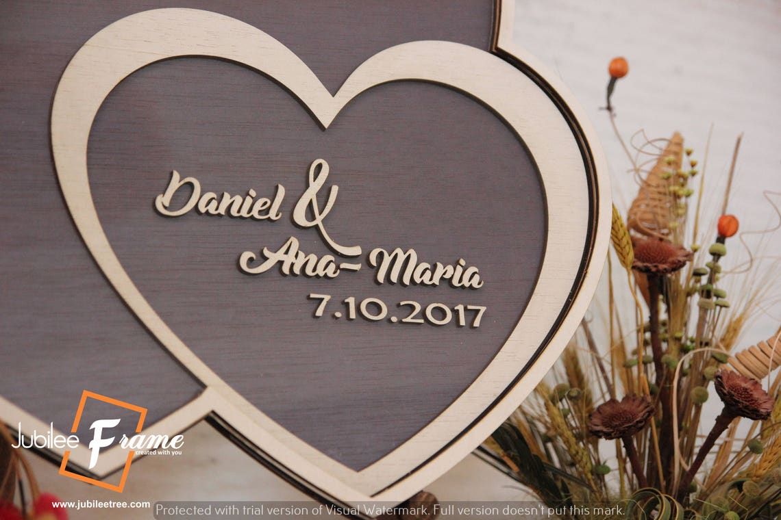 Wood Drop Box Wedding Guestbook Frame Alternative Personalized Guest ...