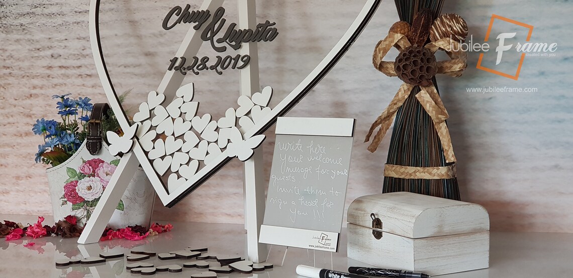 Transparent Guest Book, Clear Wedding Guestbook White Custom Frame ...