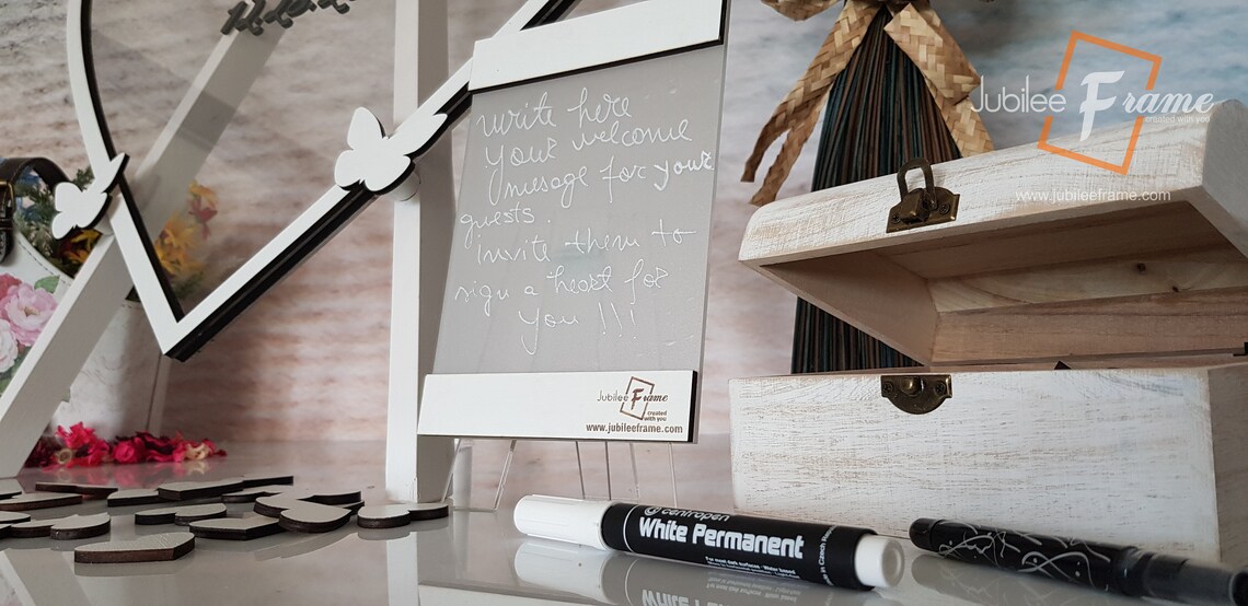 Transparent Guest Book, Clear Wedding Guestbook White Custom Frame ...