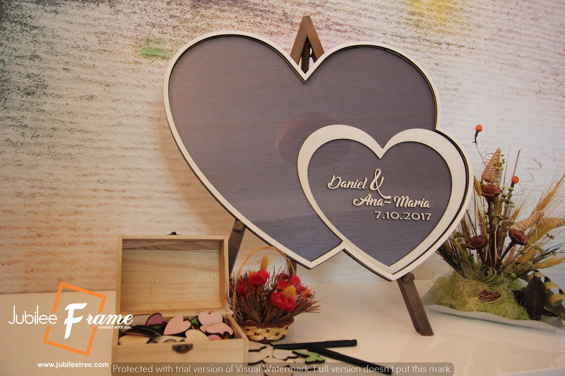 Wood Drop Box Wedding Guestbook Frame Alternative Personalized Guest ...