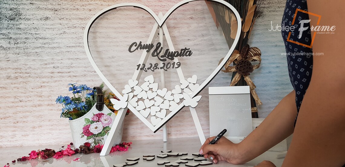 Transparent Guest Book, Clear Wedding Guestbook White Custom Frame ...