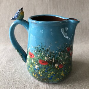 Milk Jug. Cream Jug. Creamer. Blue Tit. Small Jug. Hand Made Jug. Bird ...