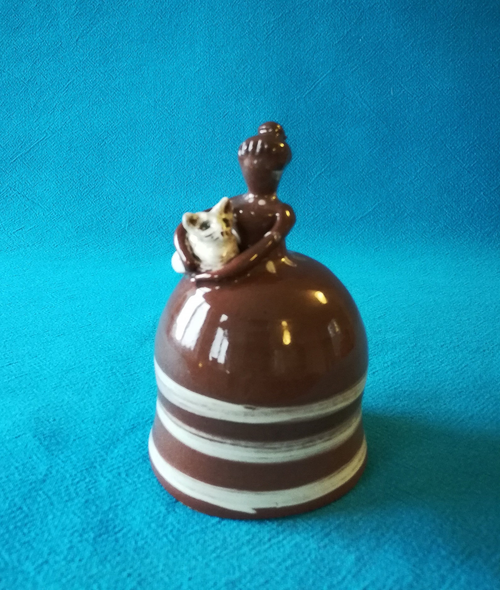 Lady and Cat Bell. Gift for Cat Lover. Ceramic Bell. Gift for | Etsy UK