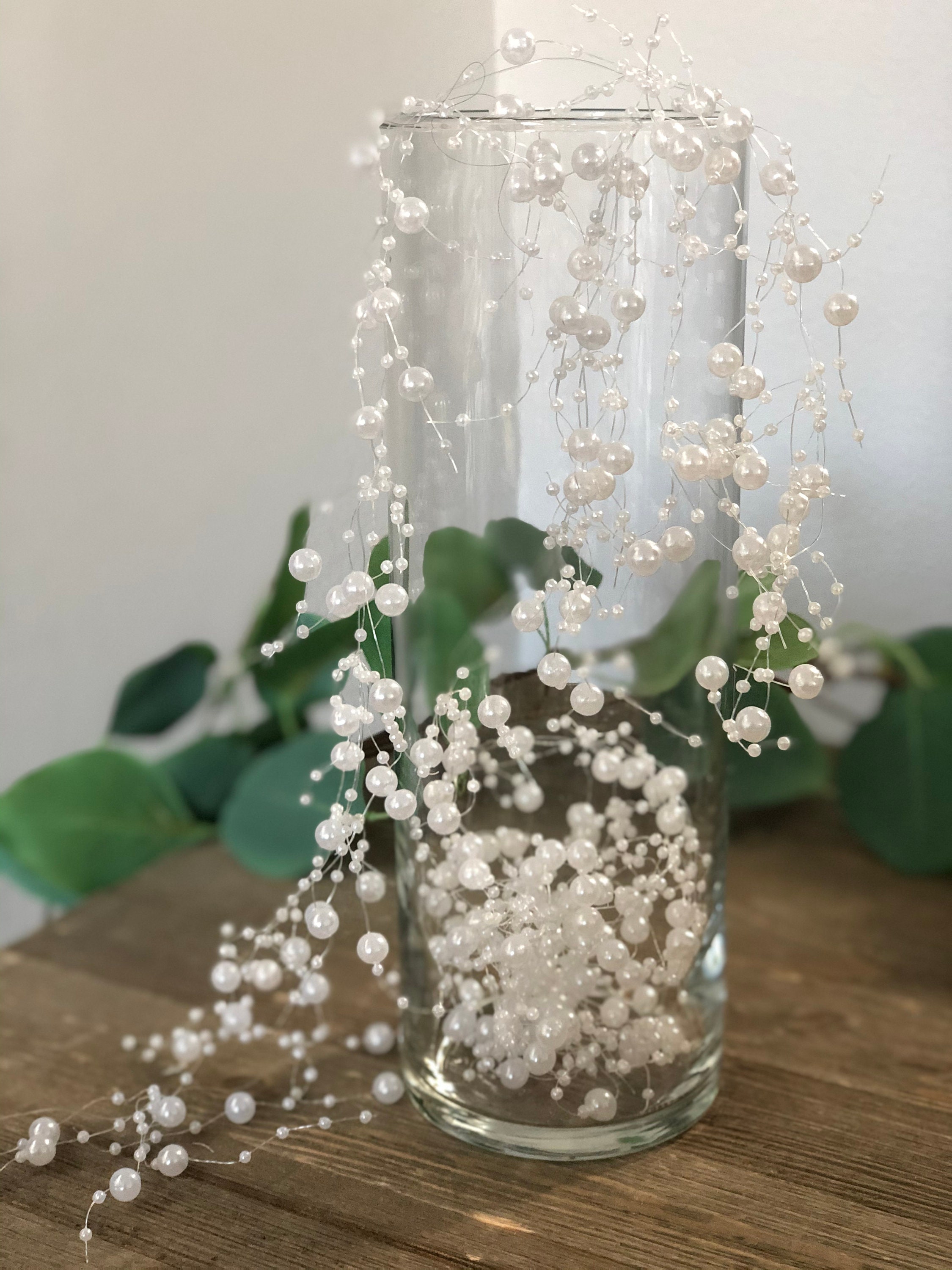 Floating Beaded Pearl String Garland - White 5ft Floating Garland Sting ...