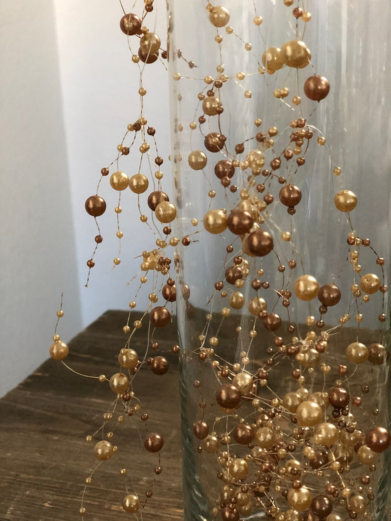 Floating Beaded Pearl String Garland Golden Champagne 5ft Floating ...