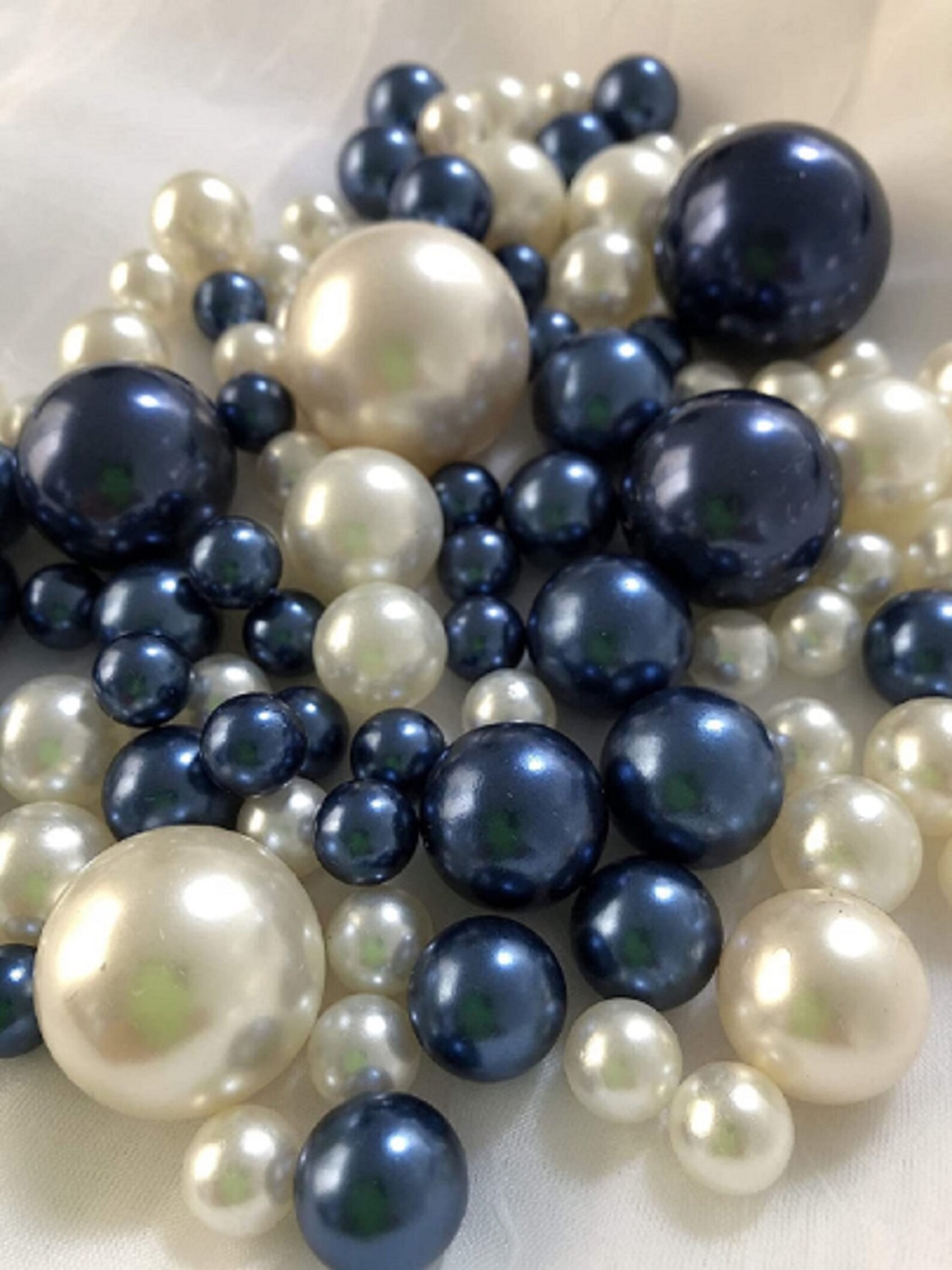 100 Navy Blue and Ivory Pearls - Wedding Event Party Centerpieces, Vase ...