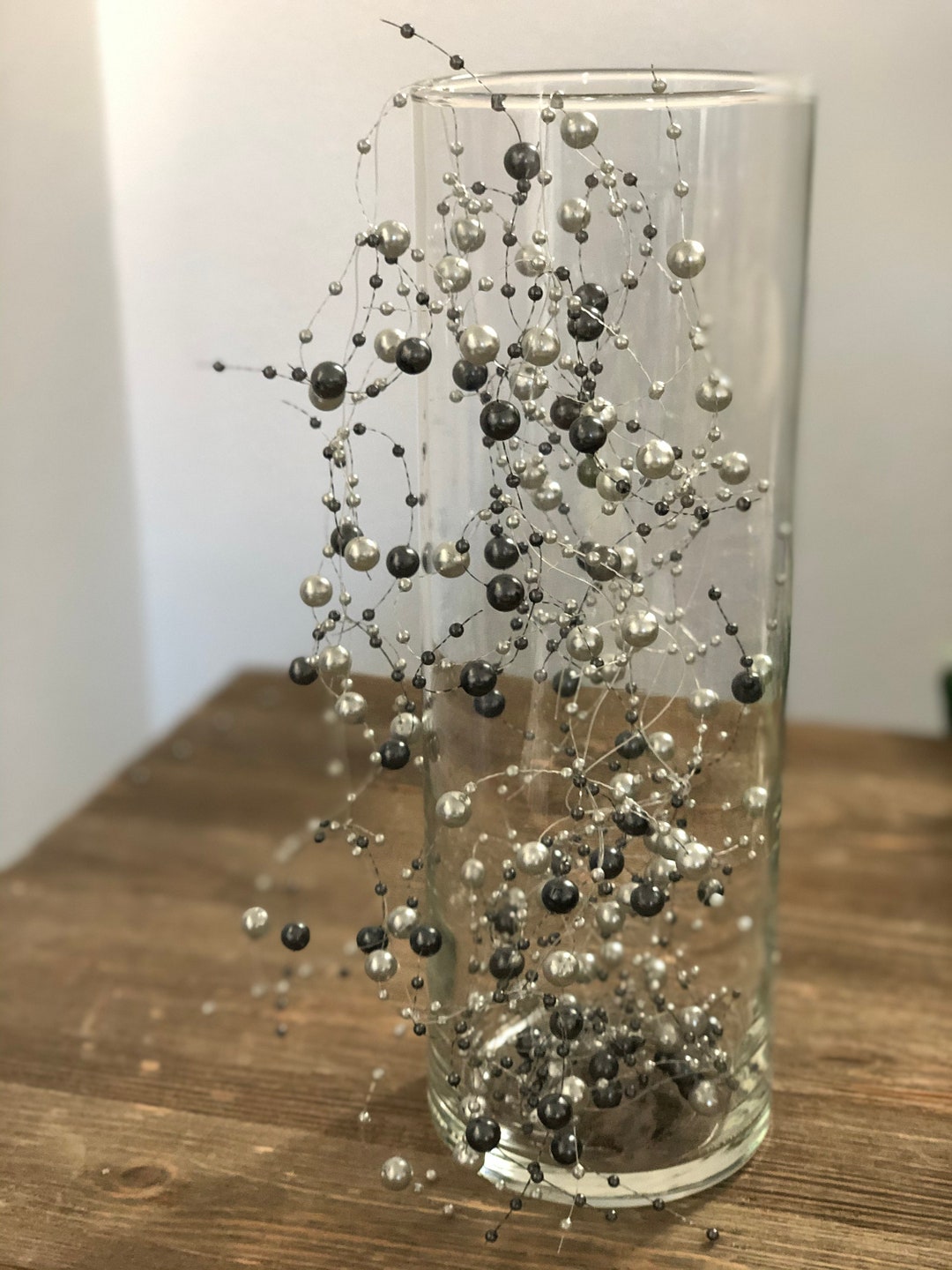 Floating Beaded Pearl String Garland - Gray and Silver 5ft Floating ...