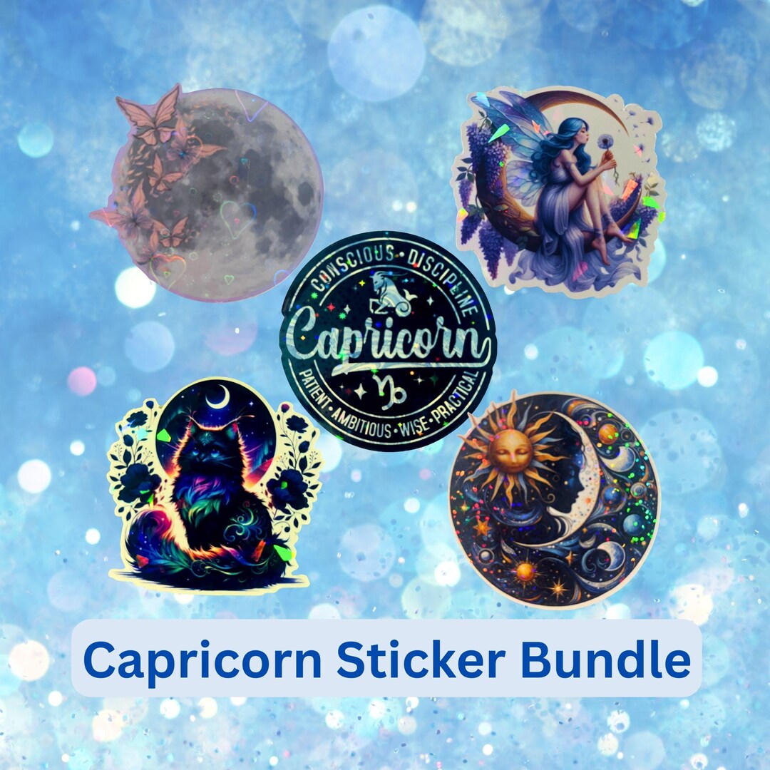 Capricorn Zodiac Sticker Set | Holographic Celestial Astrology ...