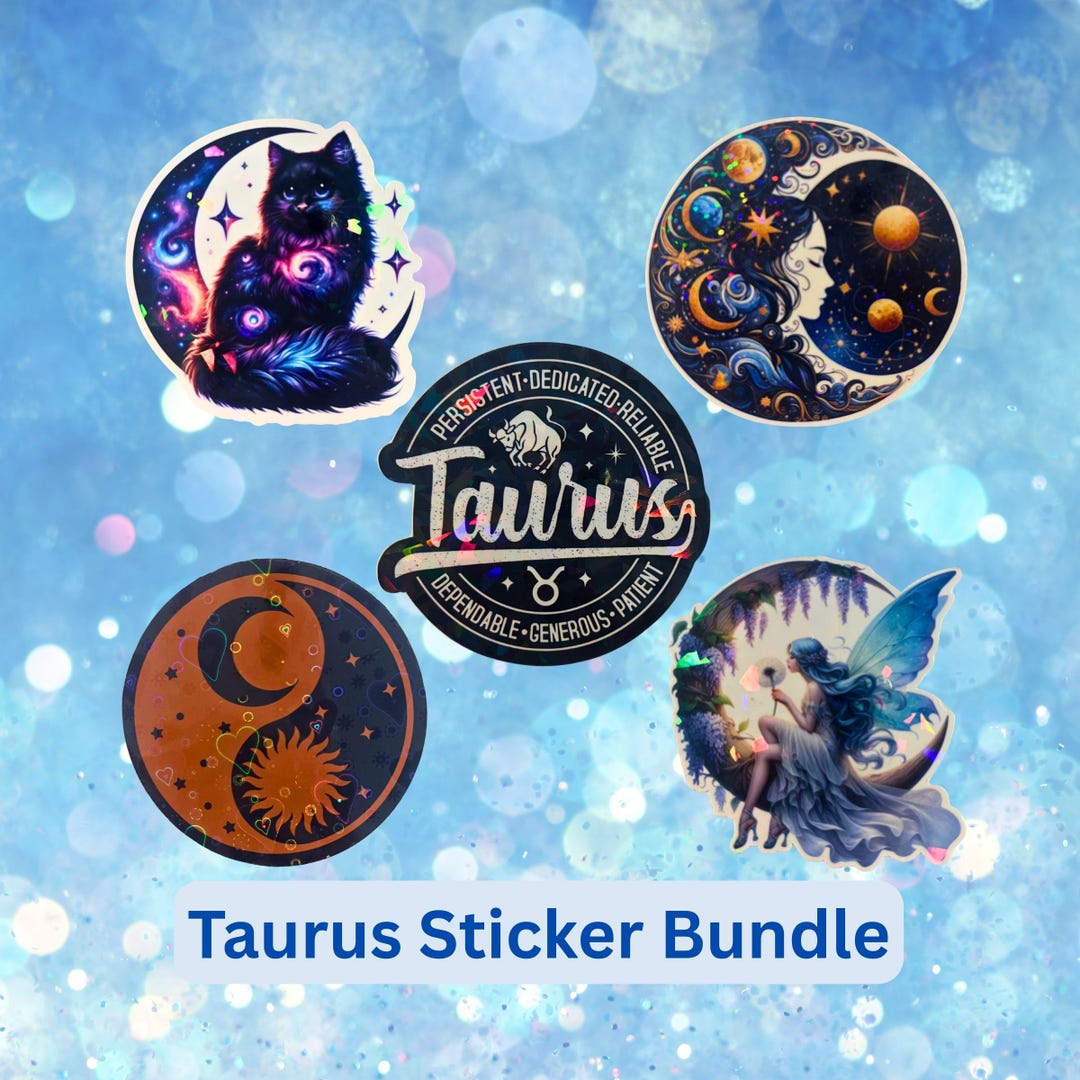Taurus Zodiac Sticker Set | Holographic Celestial Astrology Horoscope ...