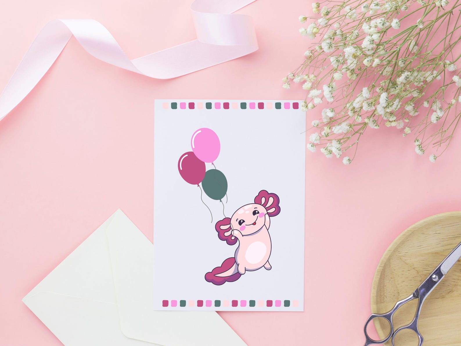 Axolotl Cards Birthday Cards Axolotl Card Set Cute Axolotl Adorable ...