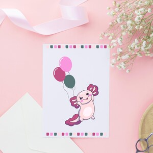 Axolotl Cards Birthday Cards Axolotl Card Set Cute Axolotl Adorable ...